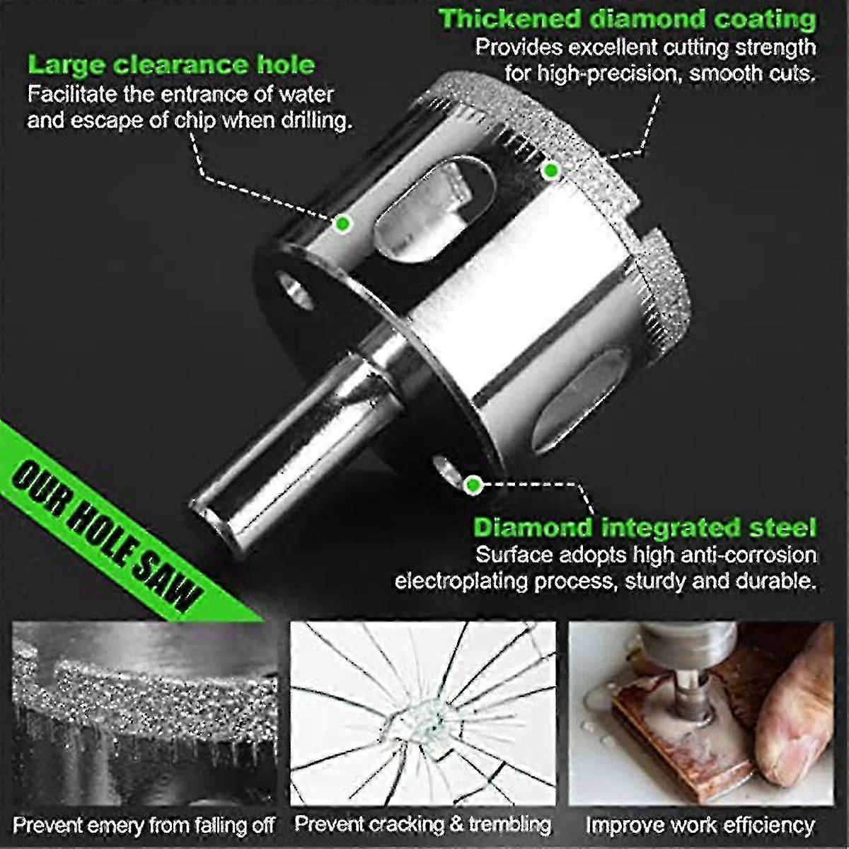 For Diamond Hole Saw Kit 17pcs - with Drill Bits and Double Suction ...