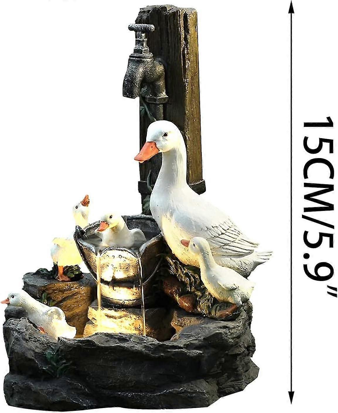 Solar Fountain With Resin Duck Family, Duck Water Fountain Statue ...