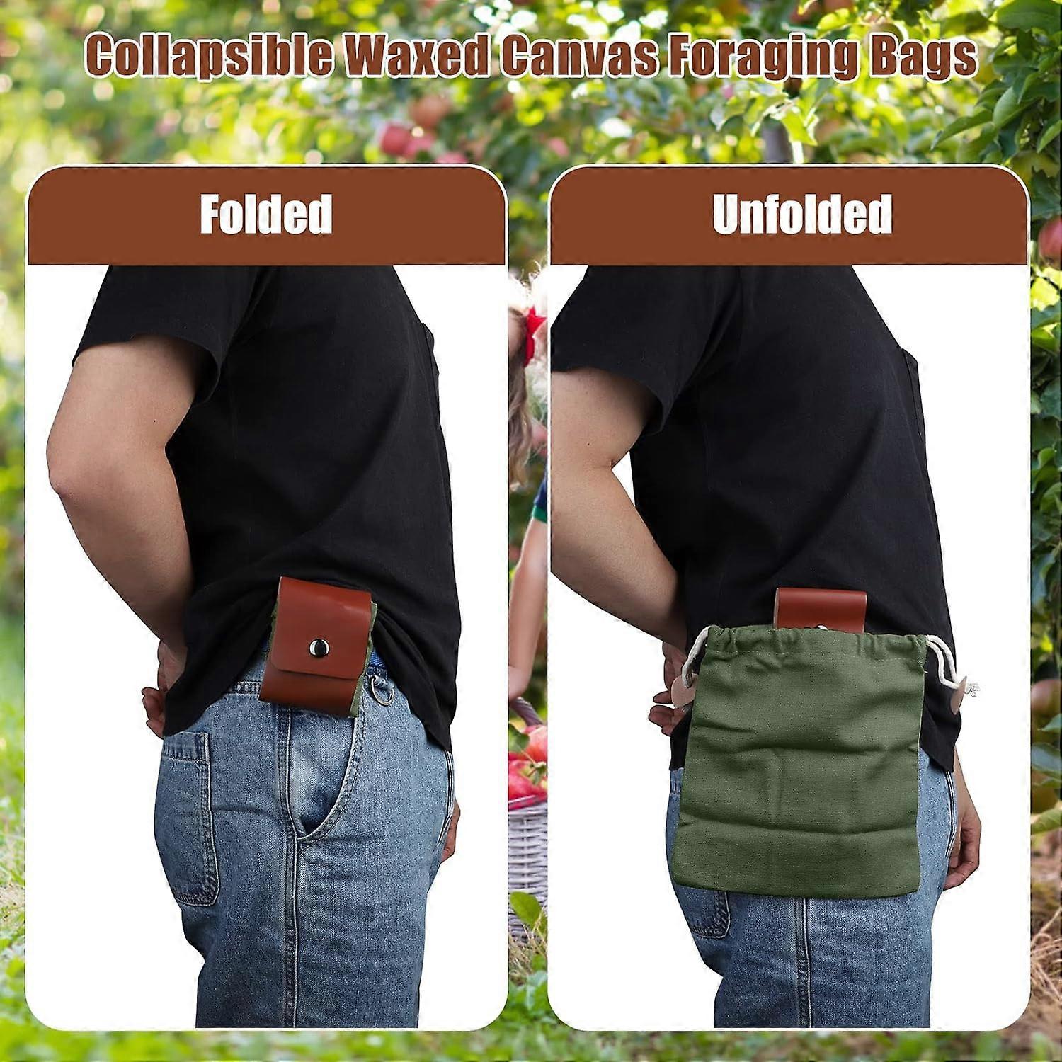 Canvas Bushcraft Bag, 2 Pack Foldable Canvas Leather Feed Bags ...