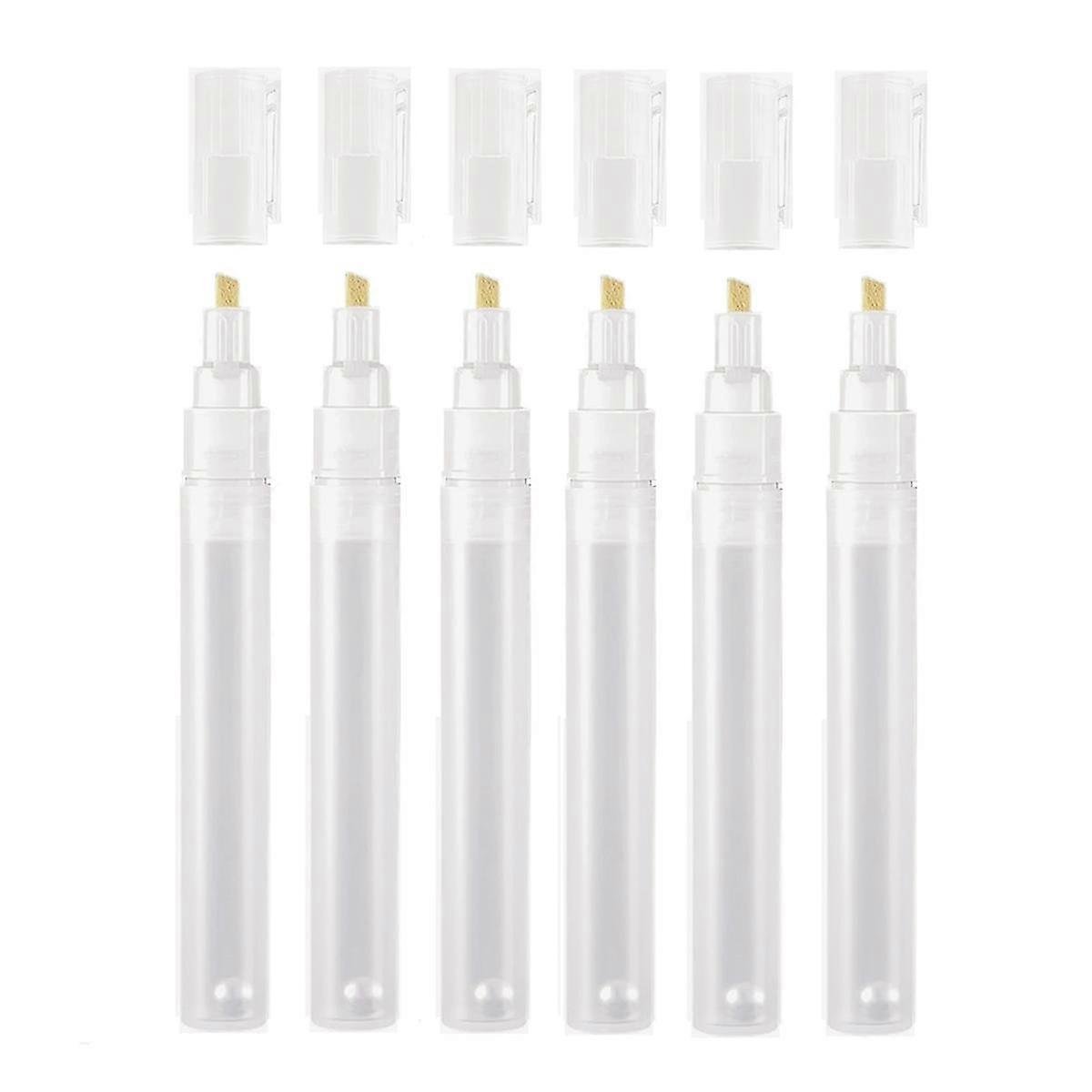 6Pcs Empty Fillable Blank Paint Touch Up Pen Markers,Round Tilted ...