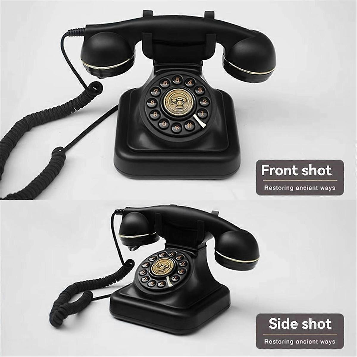 Retro Style Wired Dial Telephone Plug-in Home Fixed Landline Antique ...