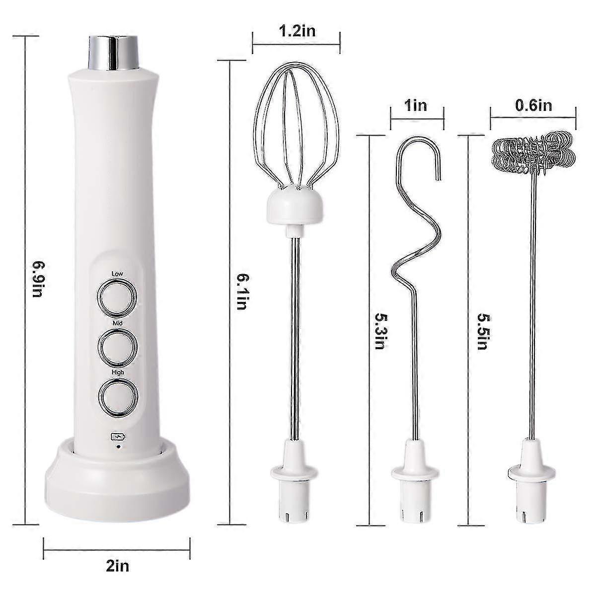 Milk Frother Handheld, 3-speed Usb Rechargeable Electric Whisk, Mini Foamer, With 3 Stainless ...
