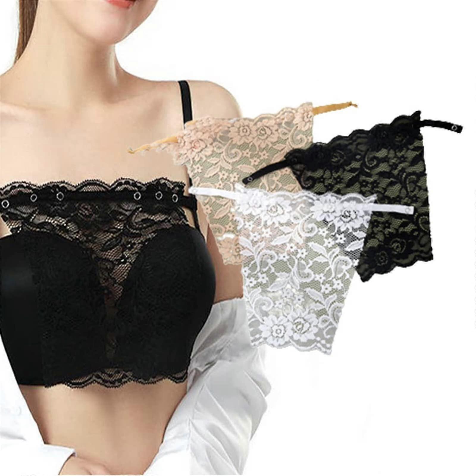 Lace Privacy Invisible Bra Cleavage Cover Up for Low Neckline Lace Camisole,Clip-on Mock ...