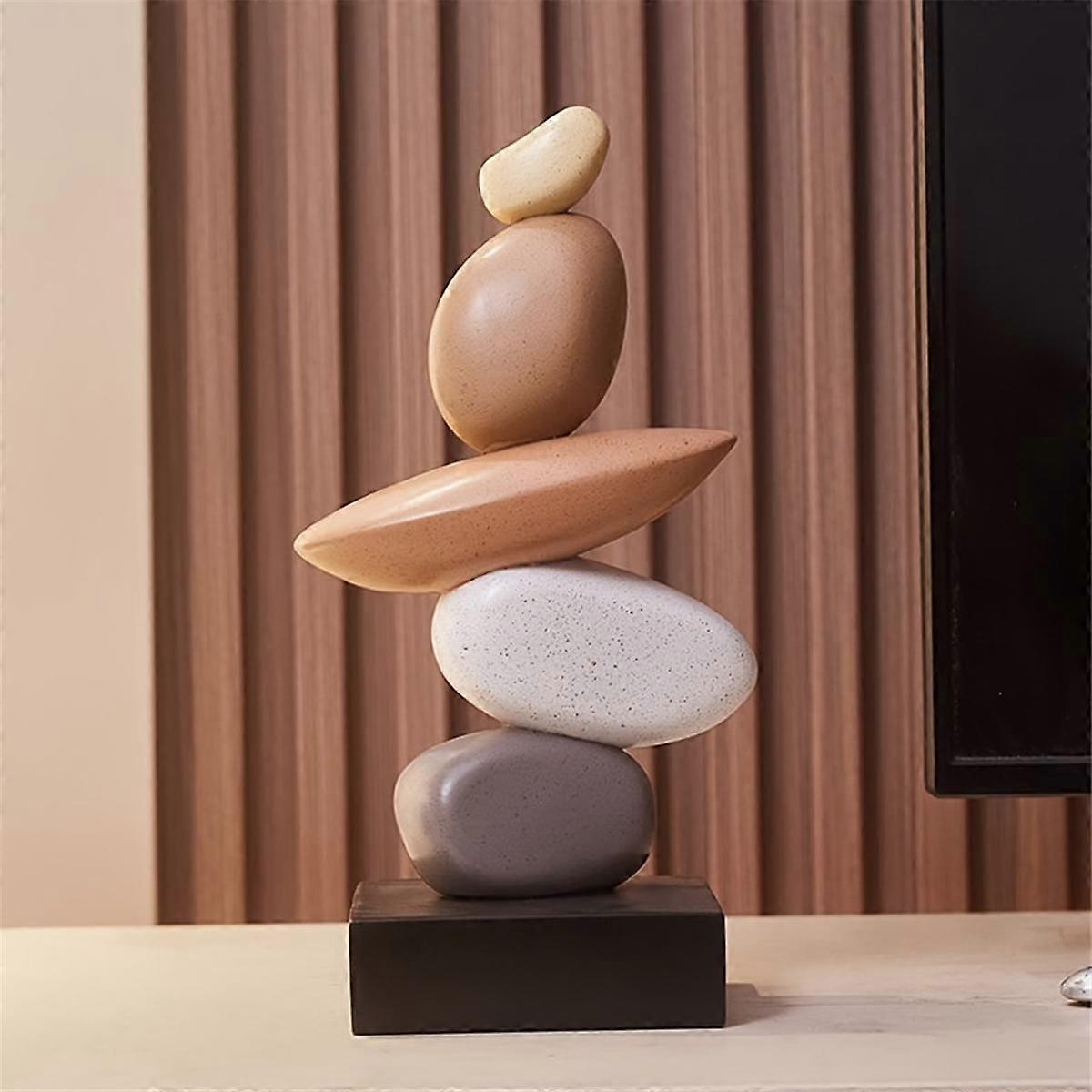 Modern Resin Stacked Stones Sculpture - Abstract Balanced Rock Art for ...