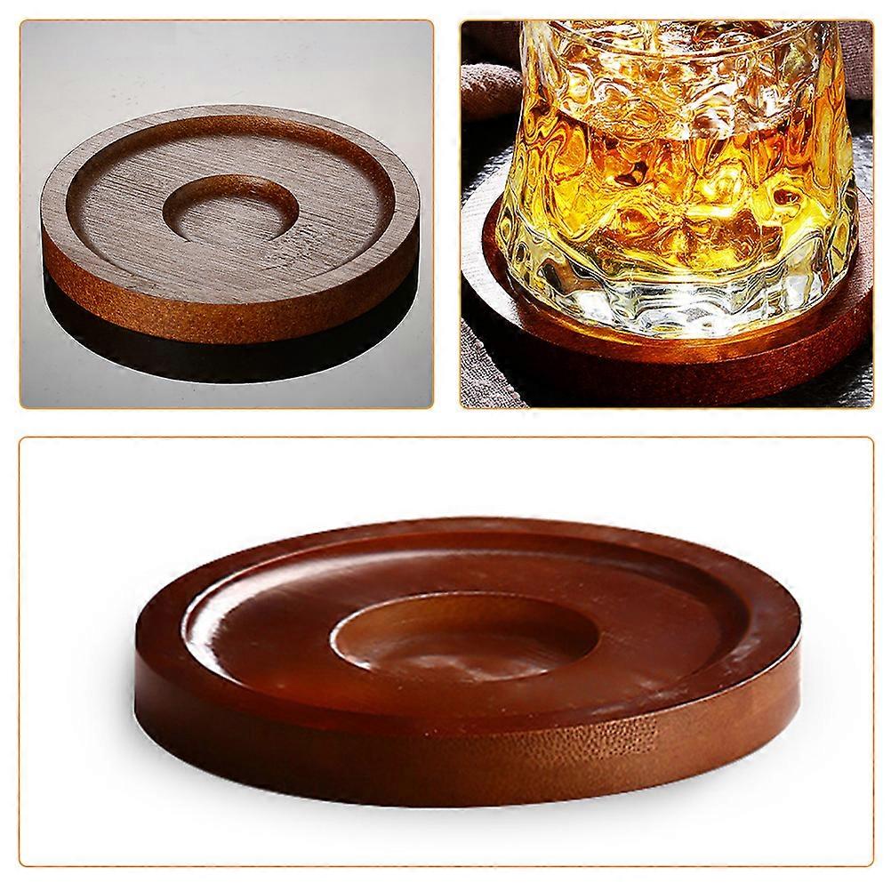 2Pcs Whiskey Glasses Pad Round Wood Coaster Wood Coasters for Whisky ...