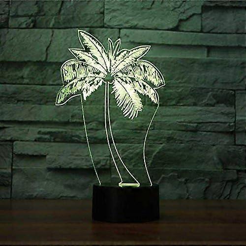 3D Palm Tree Night Light Table Desk Optical Illusion Lamps 7 Color ...