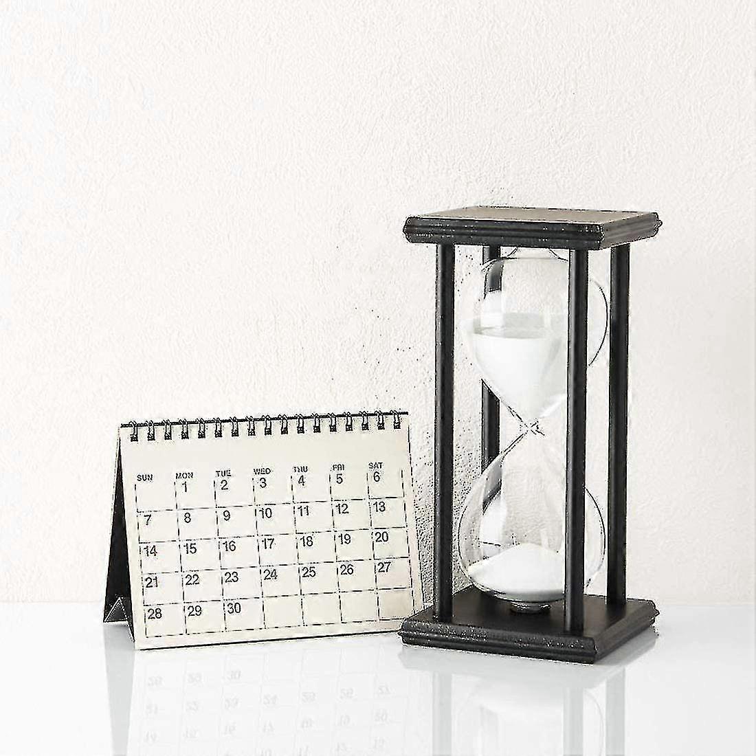 20 Minutes Hourglass White Sand Timer Wooden Black Stand - Office ...