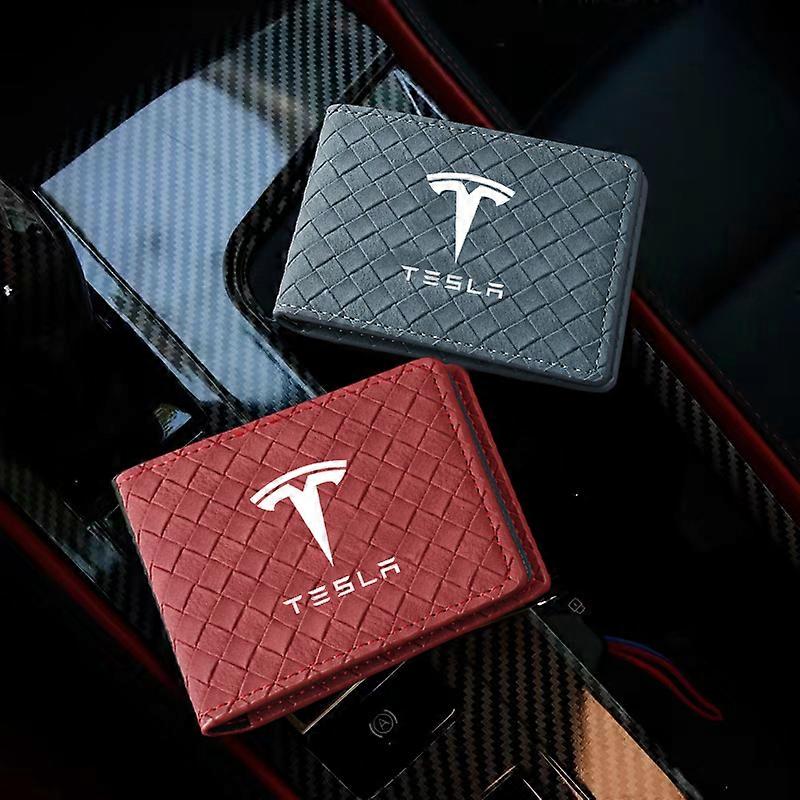 Car Suede Driving Documents Cover Emblem Auto Card Bag For Tesla Model ...