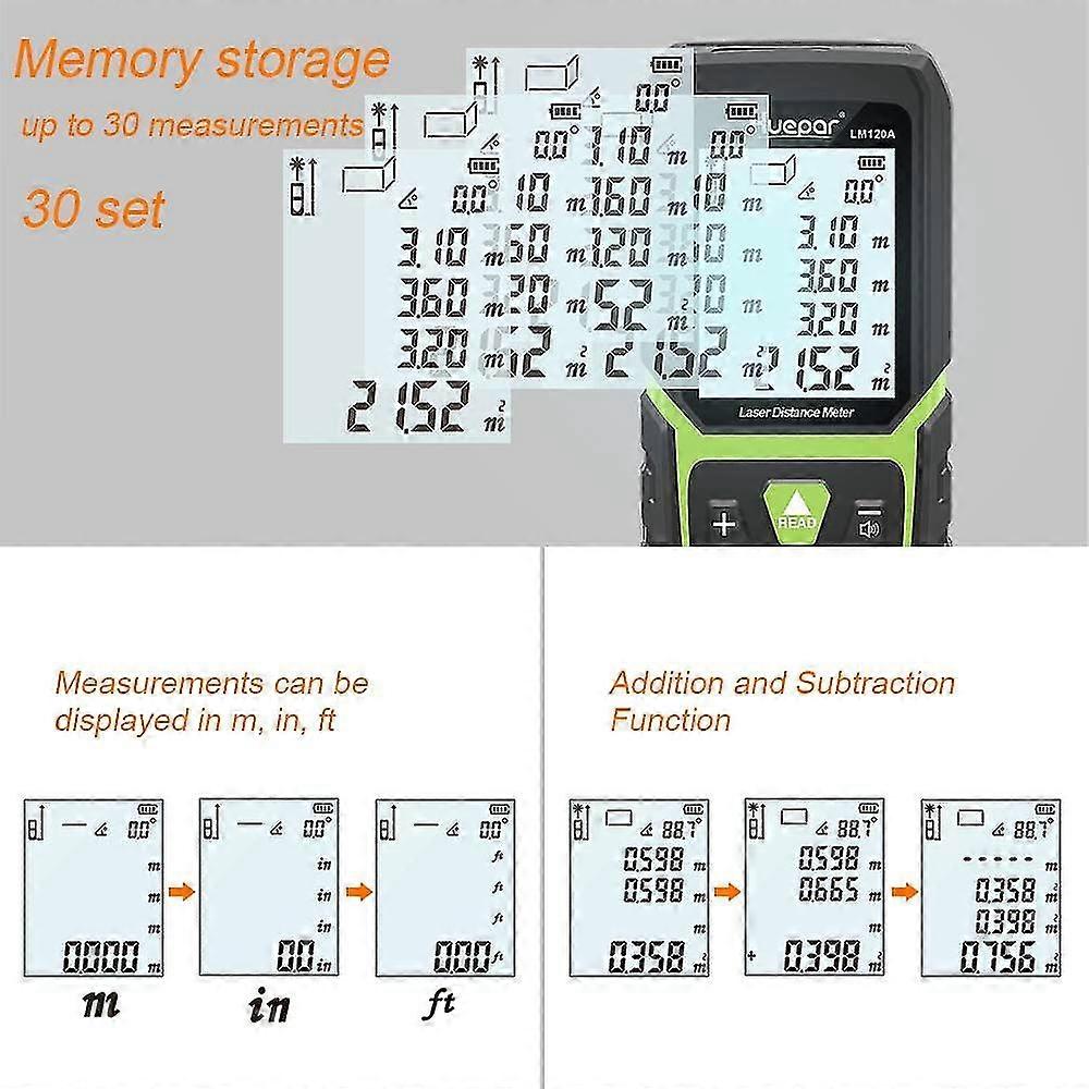 High Accuracy 120m Laser Range Finder With Li-ion Battery And Electronic Angle Sensor, Backlit ...