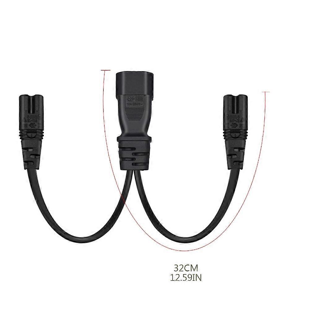 3-Prong C14 to Double C7 Connector Adapter Cord Male Plug to Female ...