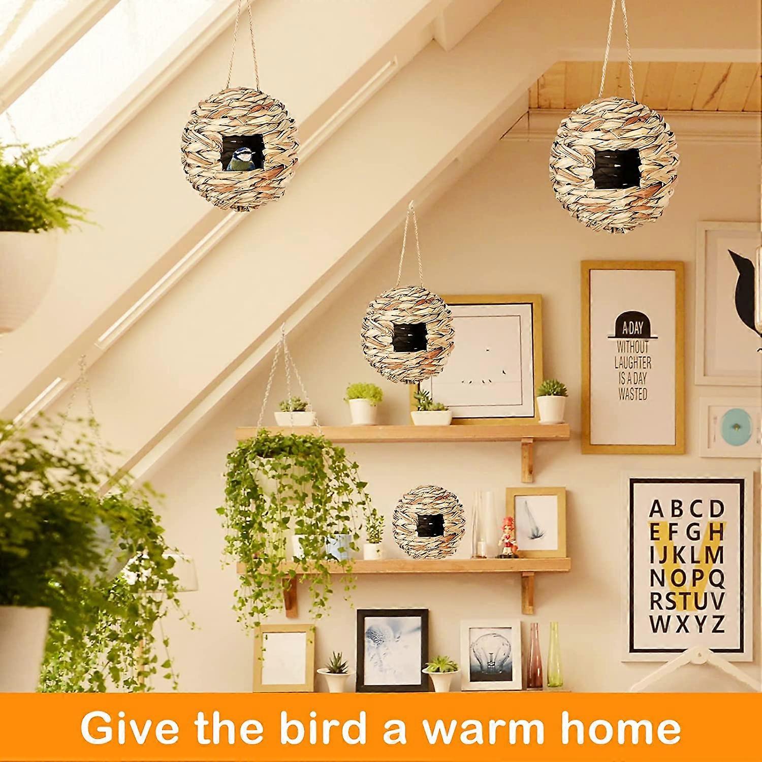 Bird House for Outside Hand-Woven Hummingbird House Natural Bird Hut ...