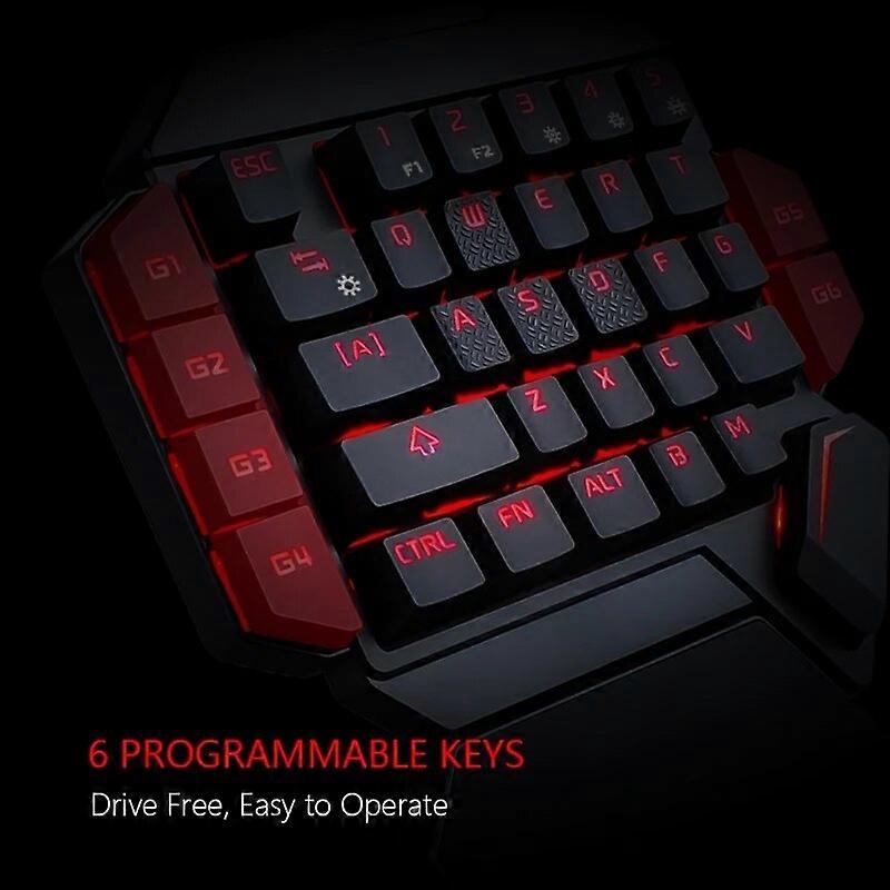 USB Keyboard One-handed Wired 35 Keys Luminous Gaming Keyboards For ...