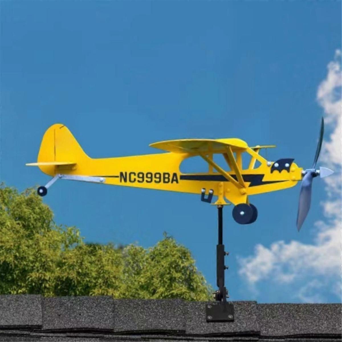 3D Wind Rotating Metal Aircraft Weather Vane Outdoor Roof Wind ...