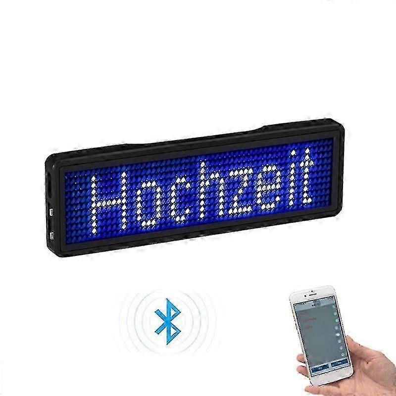 Bluetooth LED Name Badge Rechargeable Light Sign DIY Programmable ...