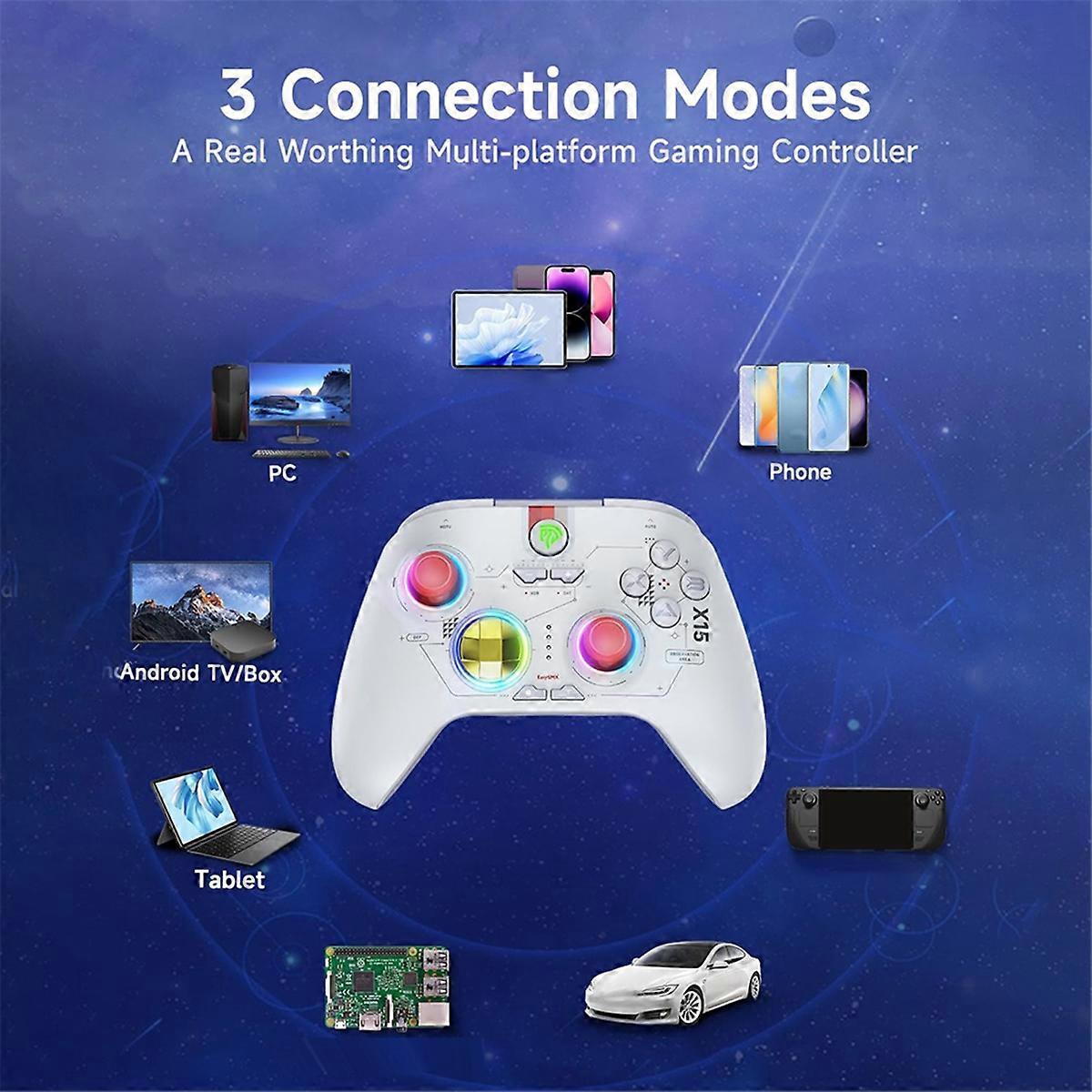 EasySMX X15 PC Game Controller Wireless Bluetooth Controller with Hall Joysticks/Hall Triggers ...