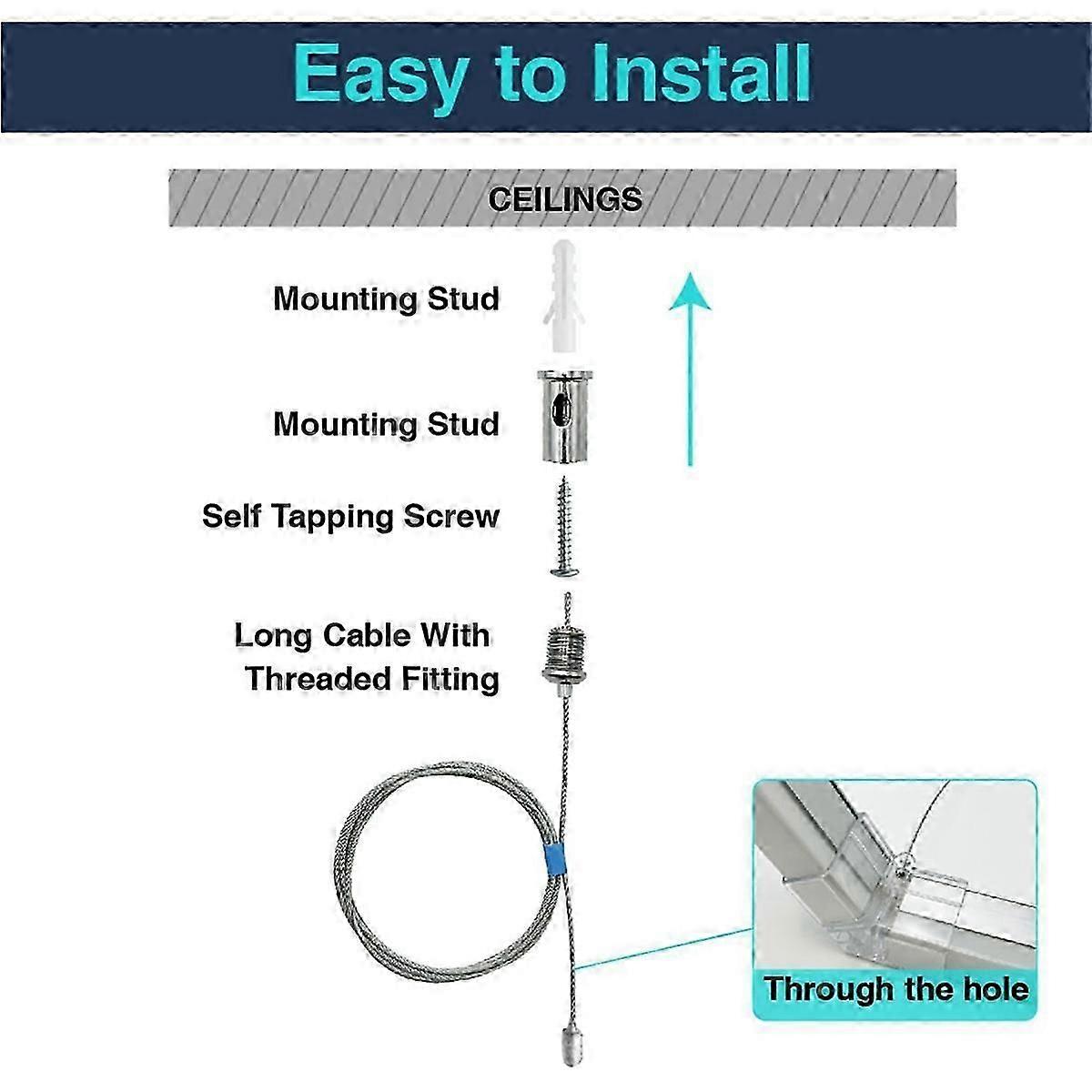 12 Sets Hexagon Garage Suspension Cables Kit Steel Hanging Chains ...