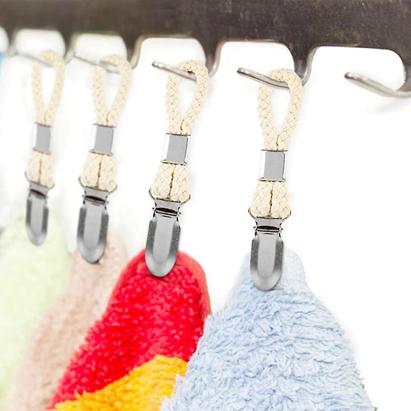 Braided Cotton Loop Towel Clip With Metal Clamp Multipurpose Cloth ...