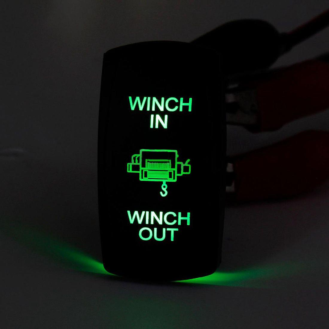 7Pin Laser Momentary Rocker Switch Winch In Winch Out 12V ON-OFF-ON LED ...