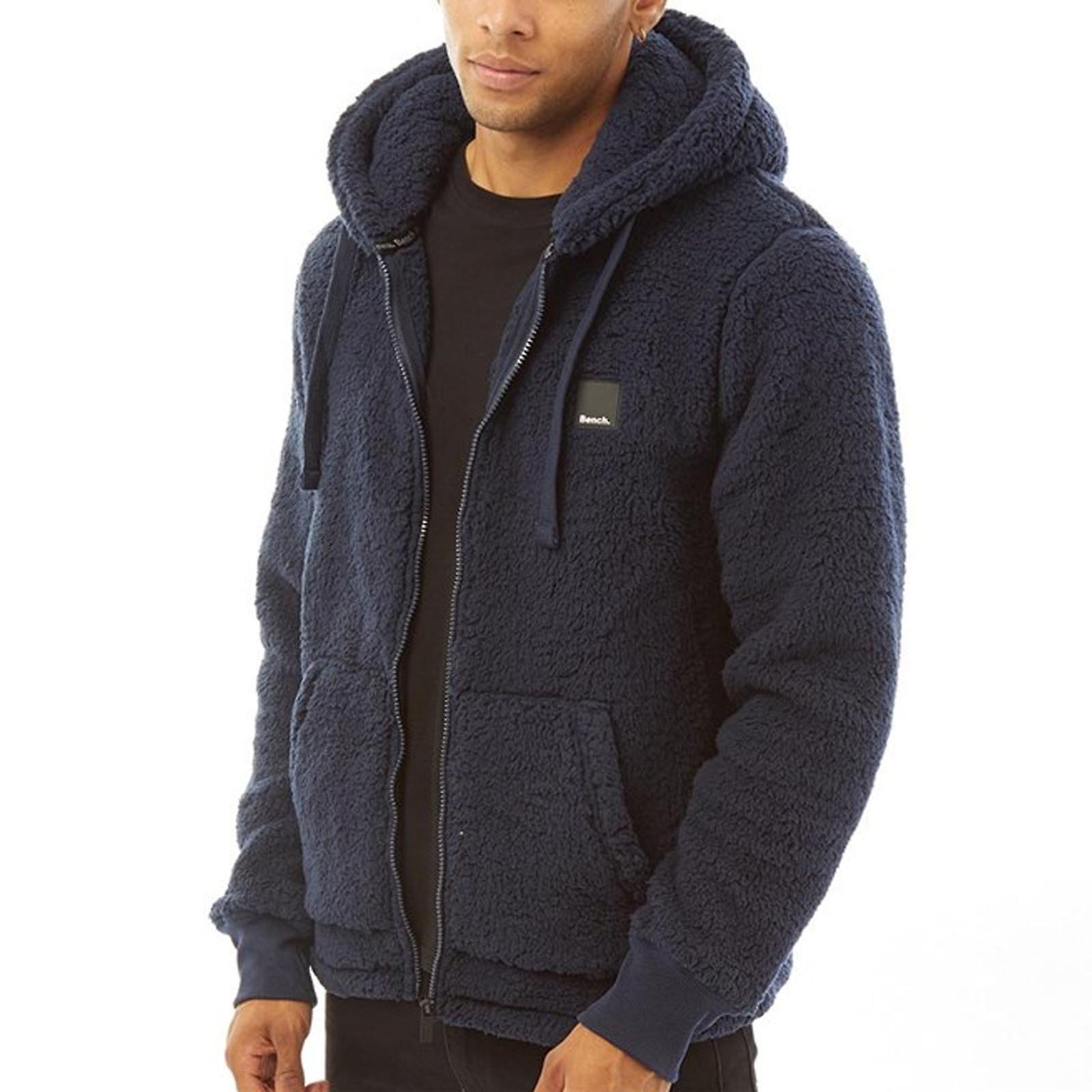 Bench Mens Tommy Borg Full Zip Teddy Bear Fleece Hooded Hoody Hoodie ...