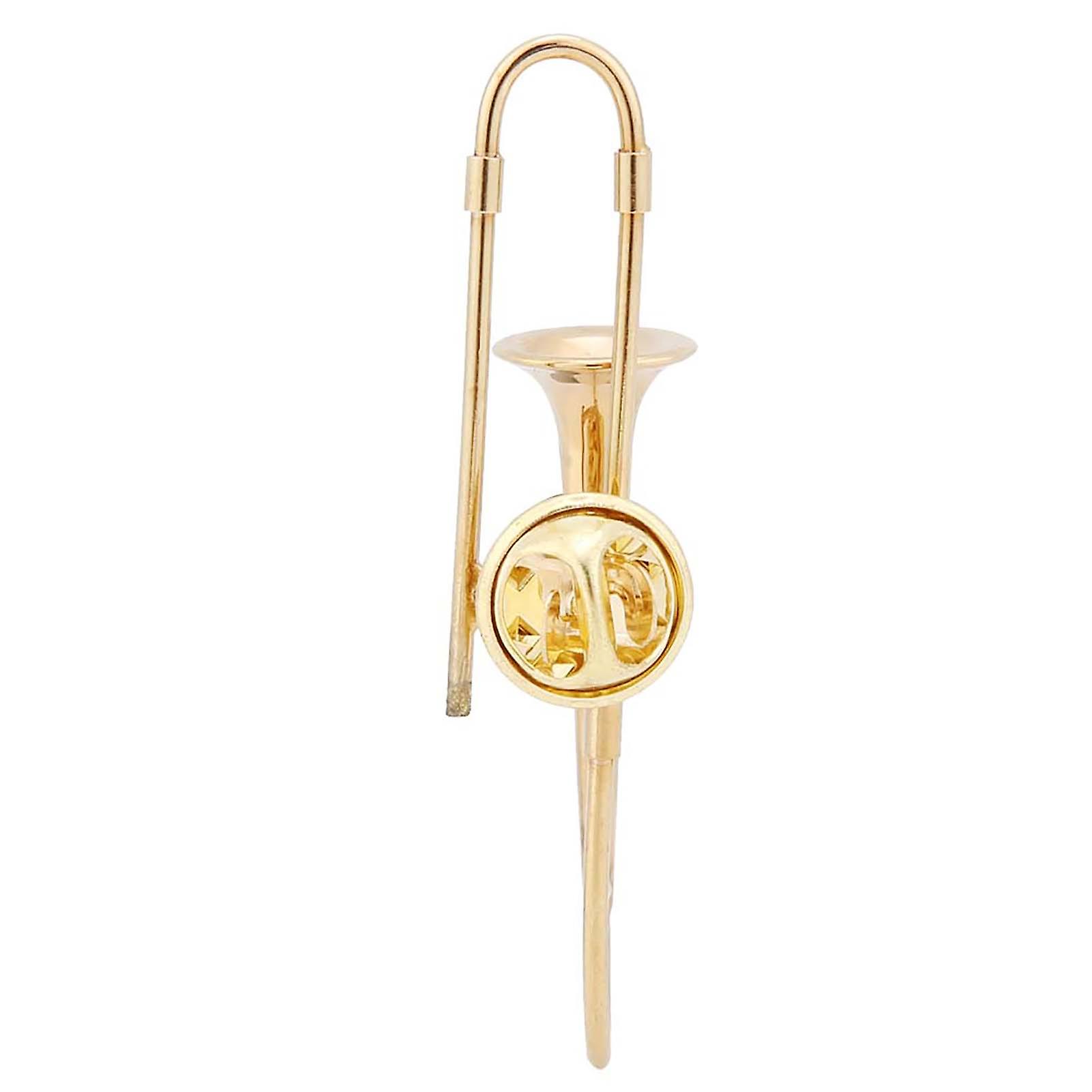 Mini Trombone Musical Instrument Brooch - Gold Plated Gift Decoration ...