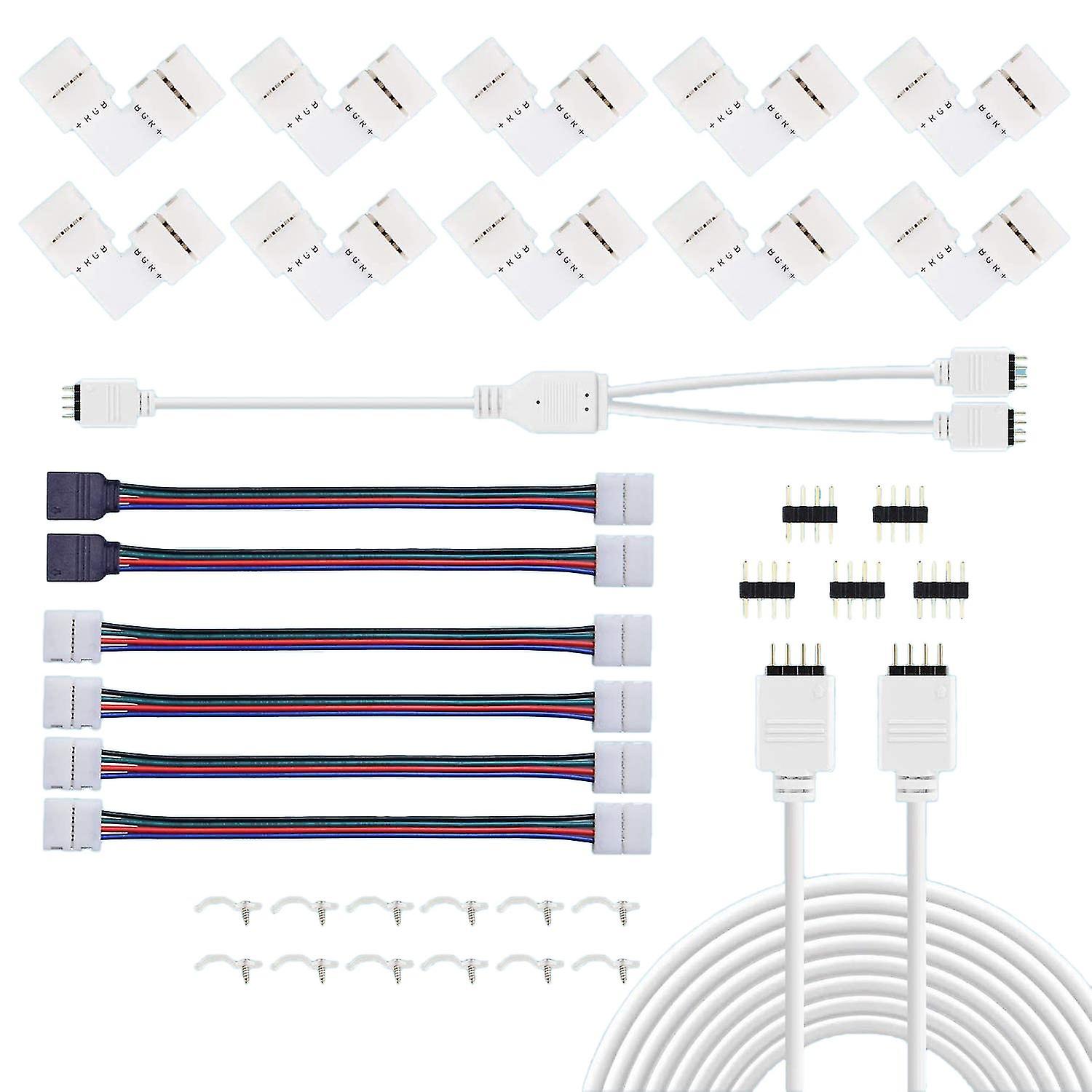 Led Light Connector Kit, 10mm Rgb Led Connector Includes 10x L Shape ...