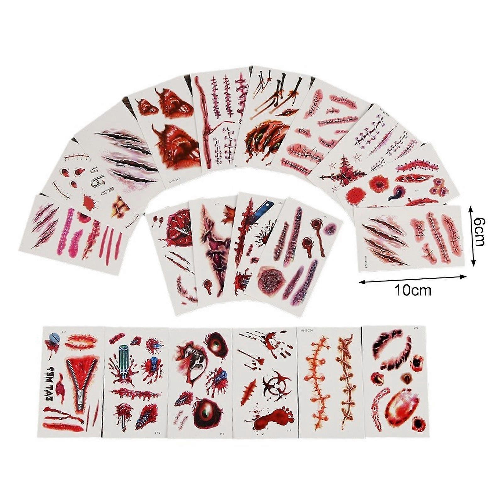 20Pcs Tattoo Stickers Realistic Fake Blood Scars Cuts Injuries ...