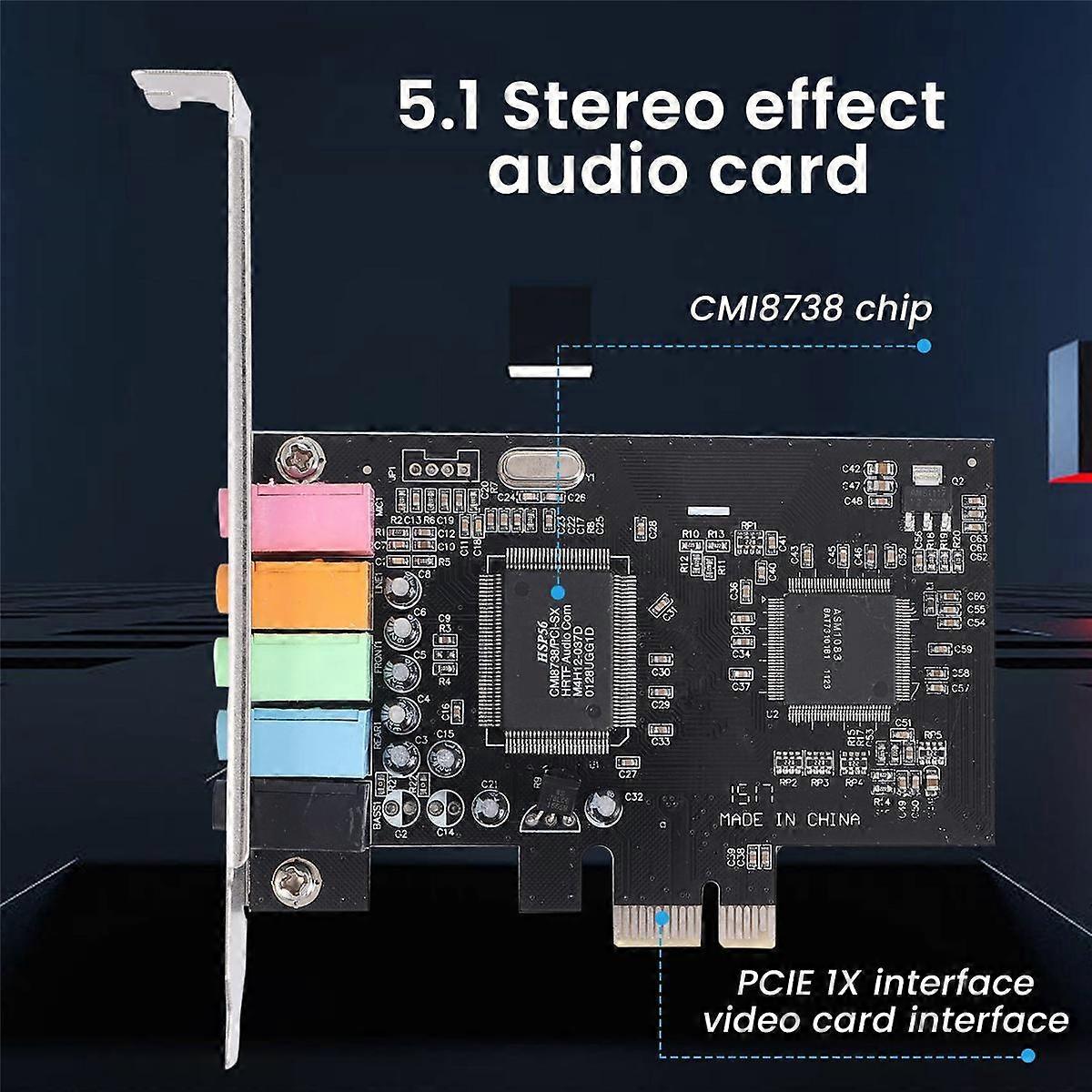 PCIe Sound Card 5.1, PCI Surround Card 3D Stereo Audio with High Sound ...