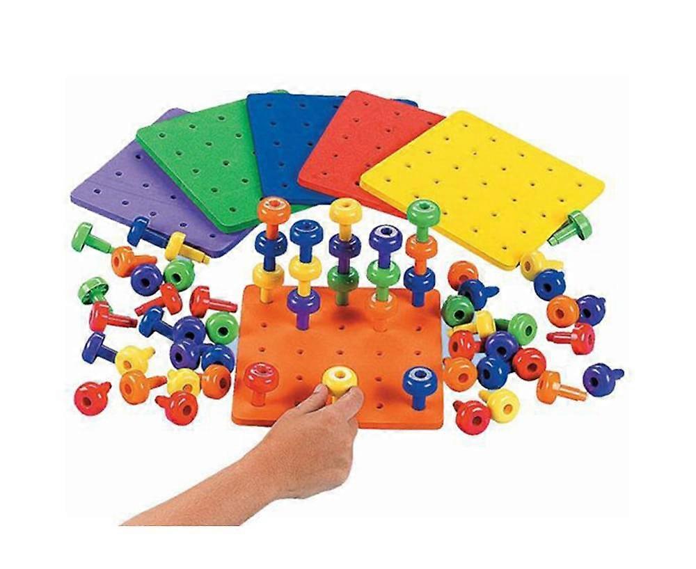 Creative Kids Early Learning Nail Building Block Stacking Peg Board Set ...