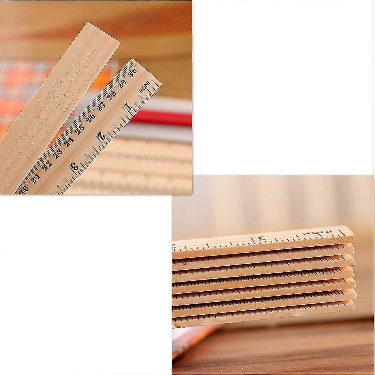 25 Pack Wooden Ruler 12 Inch Rulers Bulk Wood Measuring Ruler Office ...