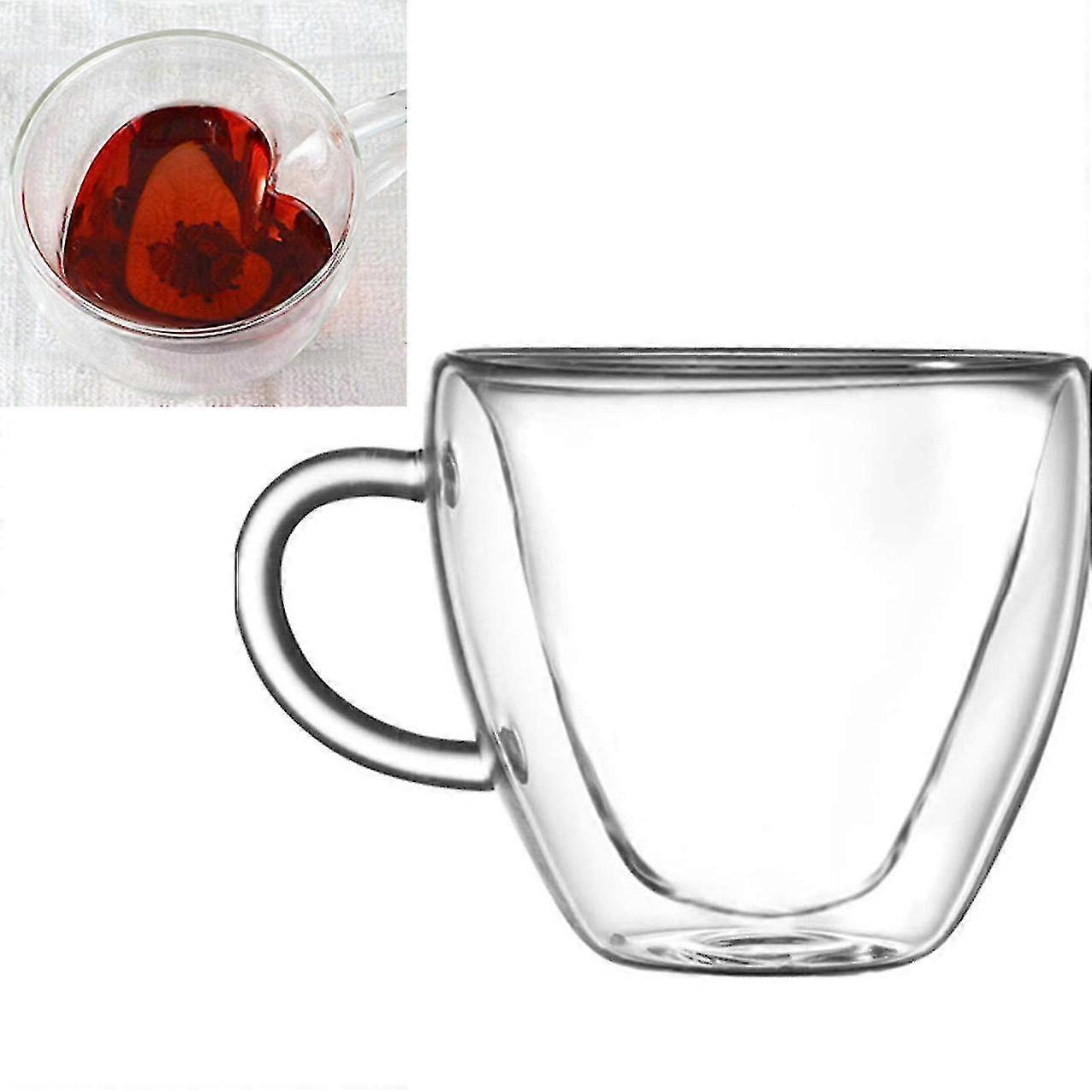 Heart-shaped Double-walled Insulating Glass Coffee Cups Or Tea Cups, Milk Cups, Milk Glass ...
