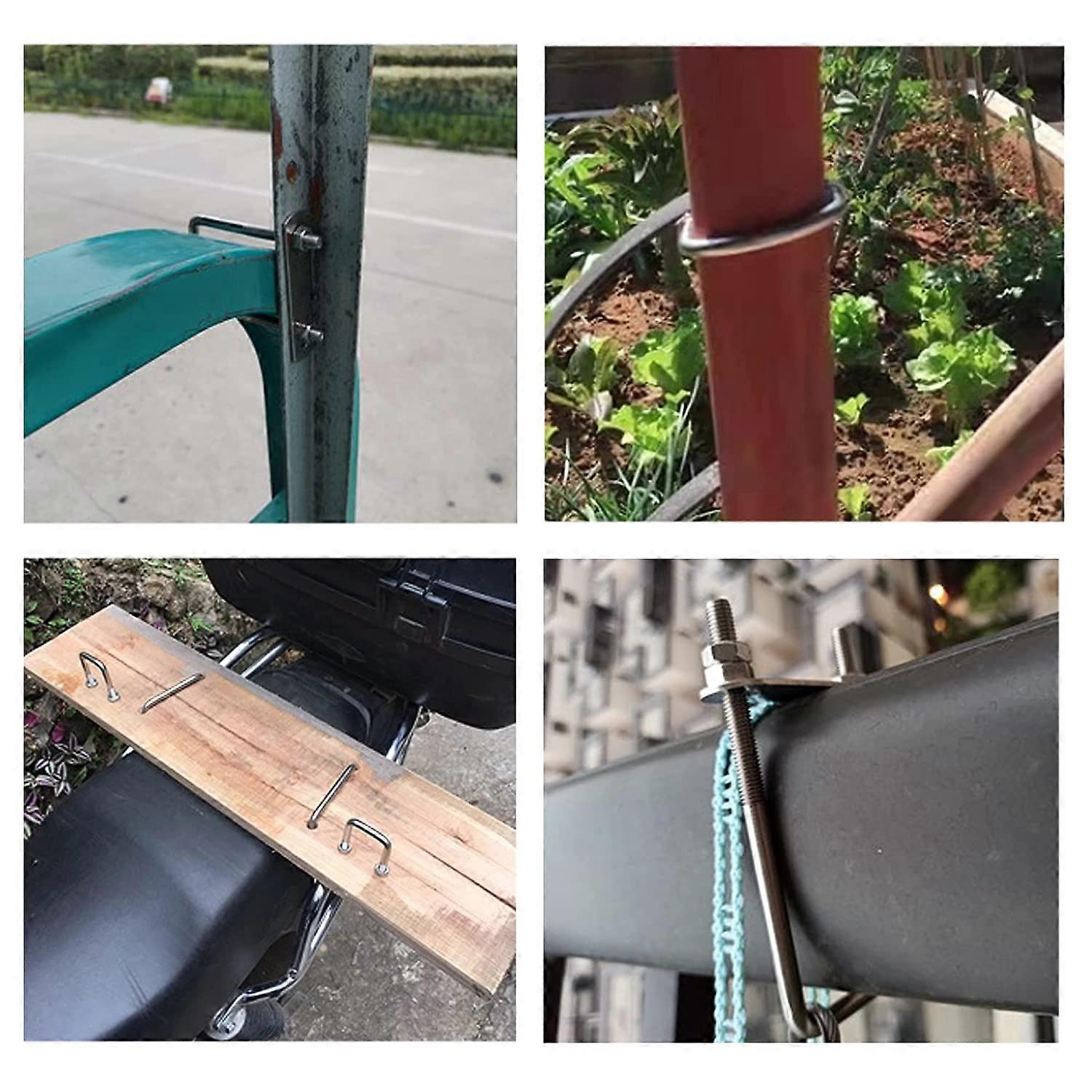 4 Pieces U-Bolts 66 U-Bolt 80 x 50mm, Stainless Steel U-Bolt with Nut ...