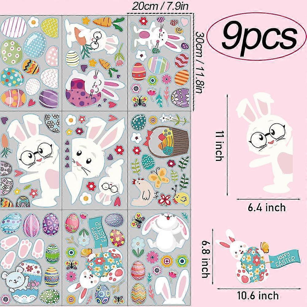 126pcs Easter Window Cling Stickers, Cute Eggs Bunny Carrot Clings For ...