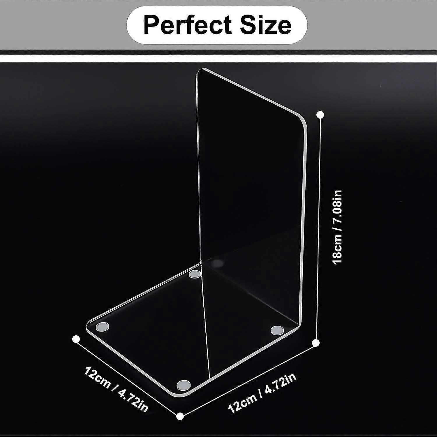 Plastic Acrylic Bookends Pair Organizer Bookshelf Decorative Bedroom ...