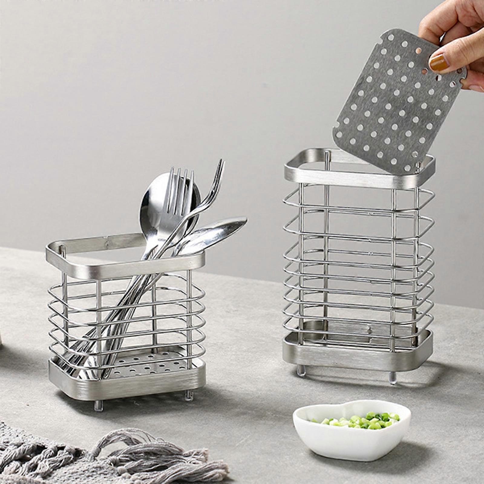 Stainless Steel Cutlery Stand Kitchen Sink Tidy Utensil Holder Rack ...