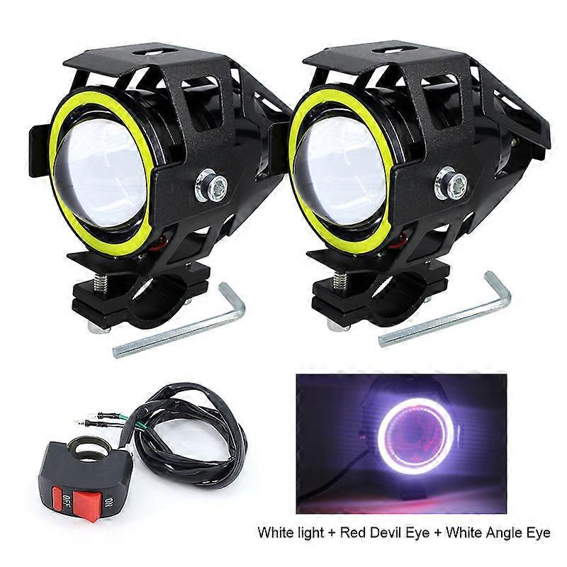 2PCS x 125W U7 Motorcycle Angel Eyes Headlight DRL spotlights auxiliary ...