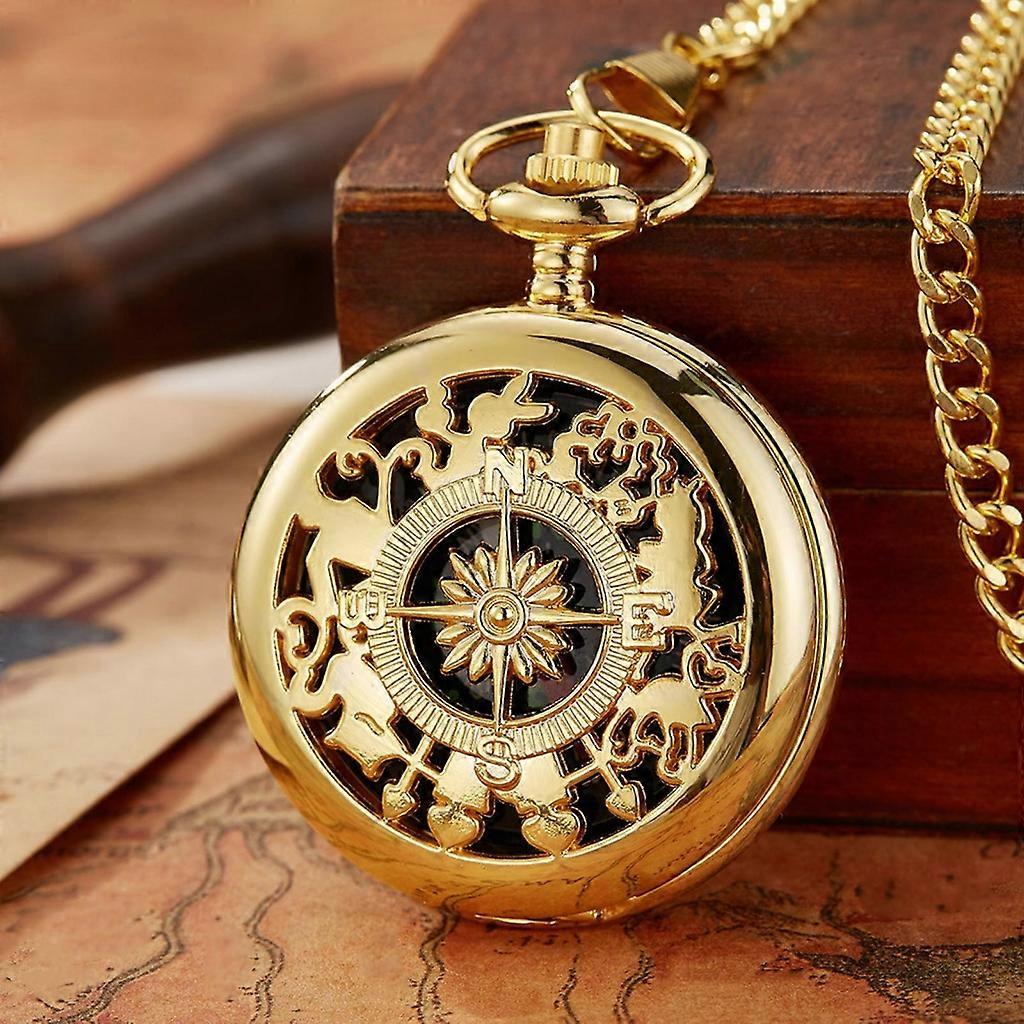Engrave Pocket Watch Compass Retro Hiking Belt Chain Camp Compass for ...