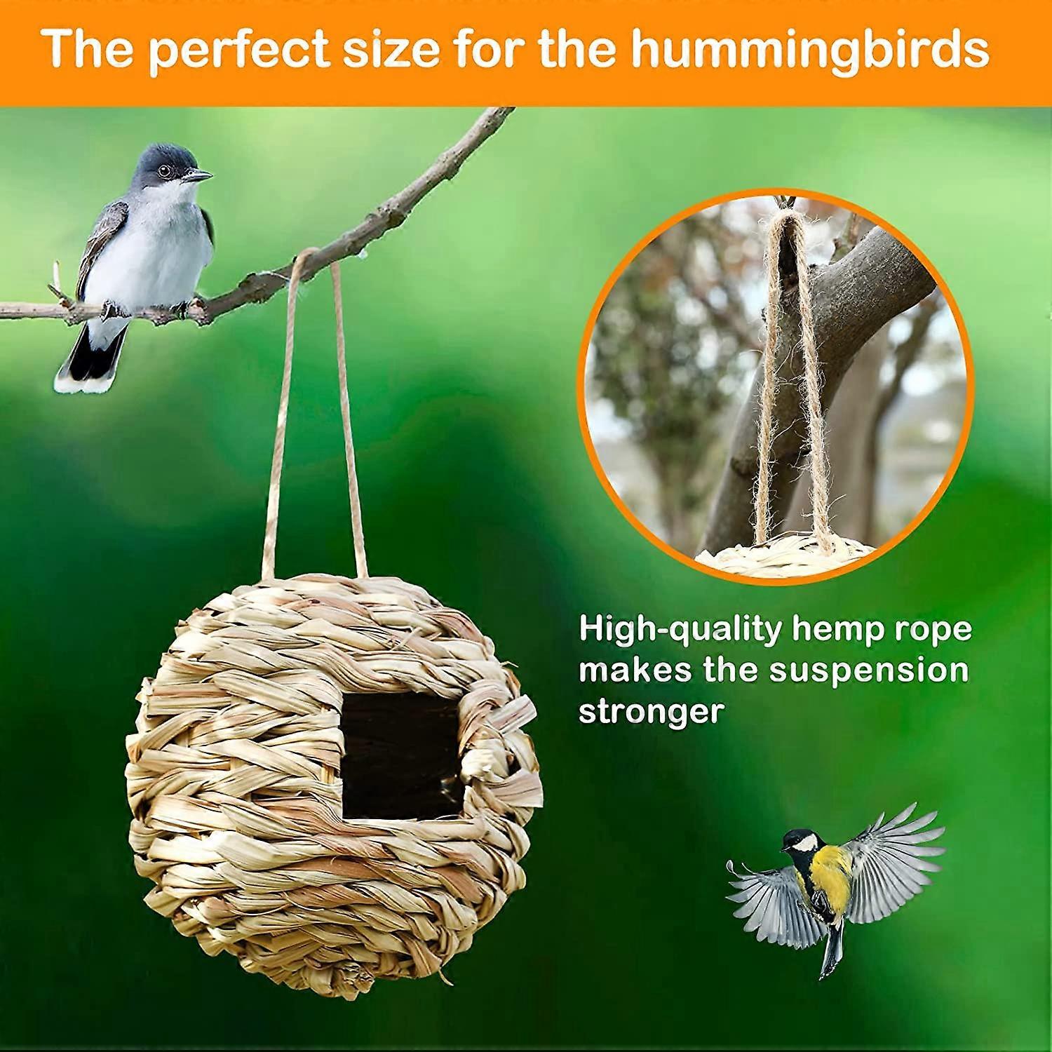 Bird House for Outside Hand-Woven Hummingbird House Natural Bird Hut ...