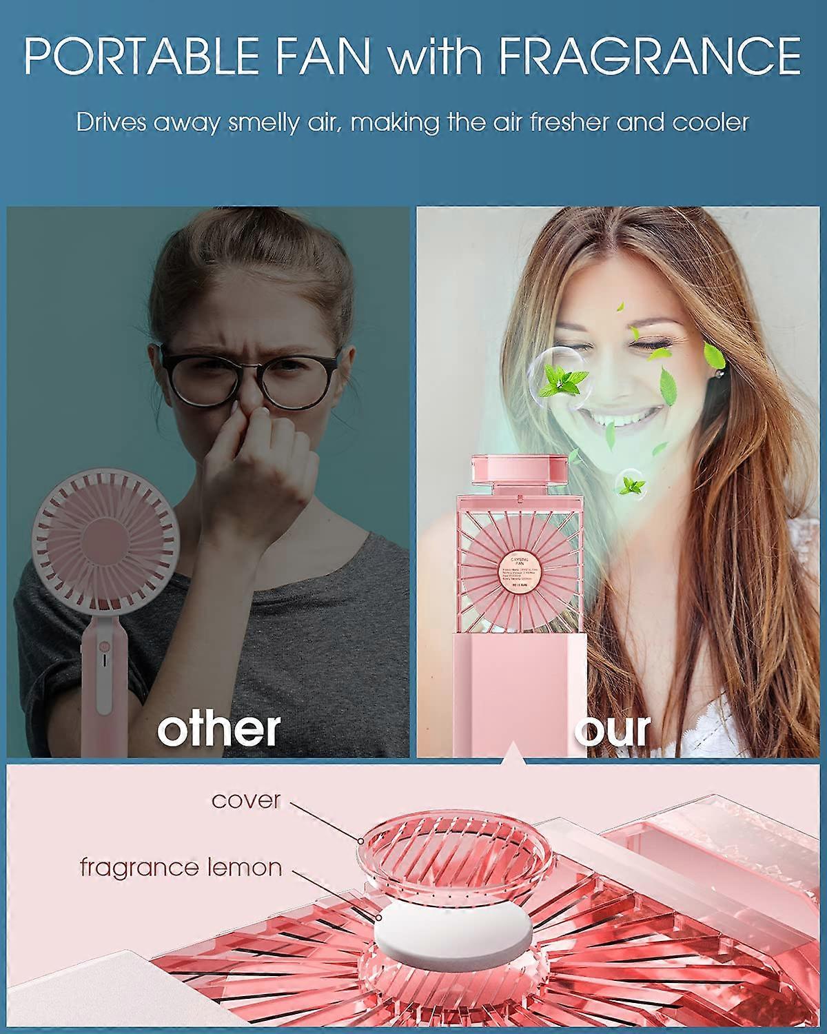 Lady Handheld Fan,Rechargeable Small Personal Fan Powerful Quiet Pull ...