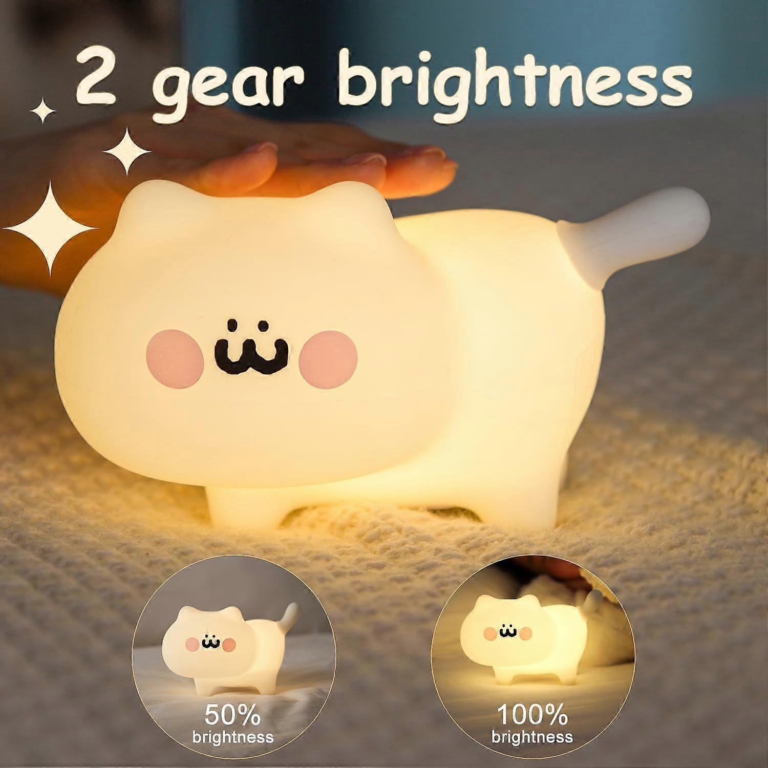 SBSG LED Nursery Night Lights for Kids, Kawaii Animal Cat Silicone ...