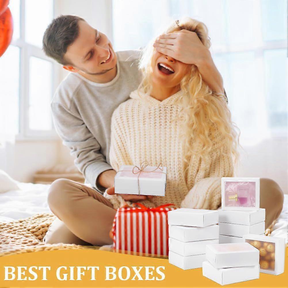 12pcs White Paper Gift Boxes Drawer Boxes with PVC Windows Cover for ...