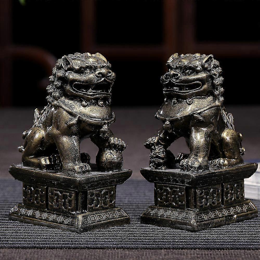 Foo Dogs Guardian Lion Statues - Pair Of Fengshui Fu Dogs Figurine - Housewarming Congratulatory ...