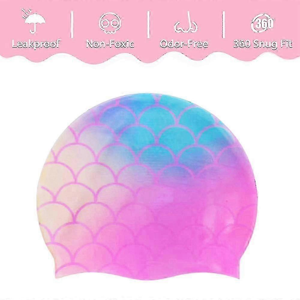 Kids Swim Cap Waterproof Bathing Pool Silicone Swimming Caps Swimming ...