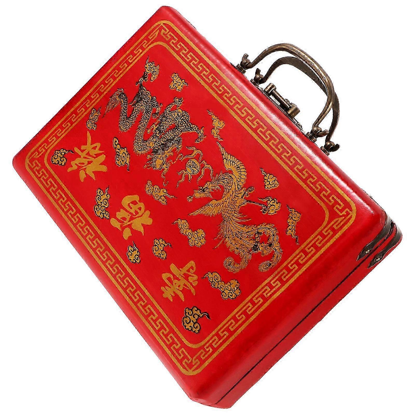Chinese Mahjong Box Traditional Mahjong Tiles Storage Box Empty ...