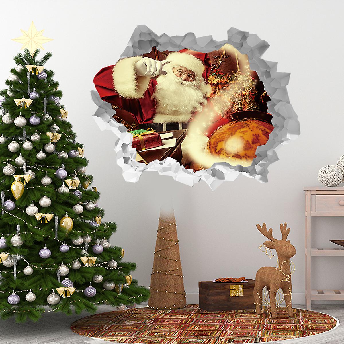 Christmas Tree Wall Stickers Santa Claus Gift Window Glass Sticker ...