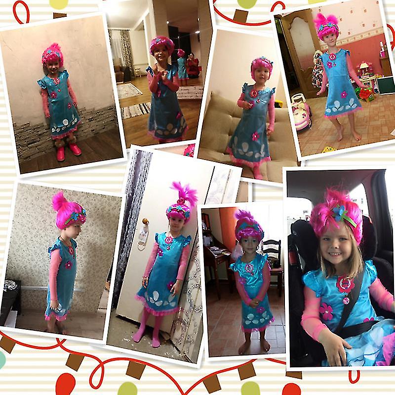 Girls Dresses Trolls Poppy Cosplay Costumes Dress For Girls Streetwear ...