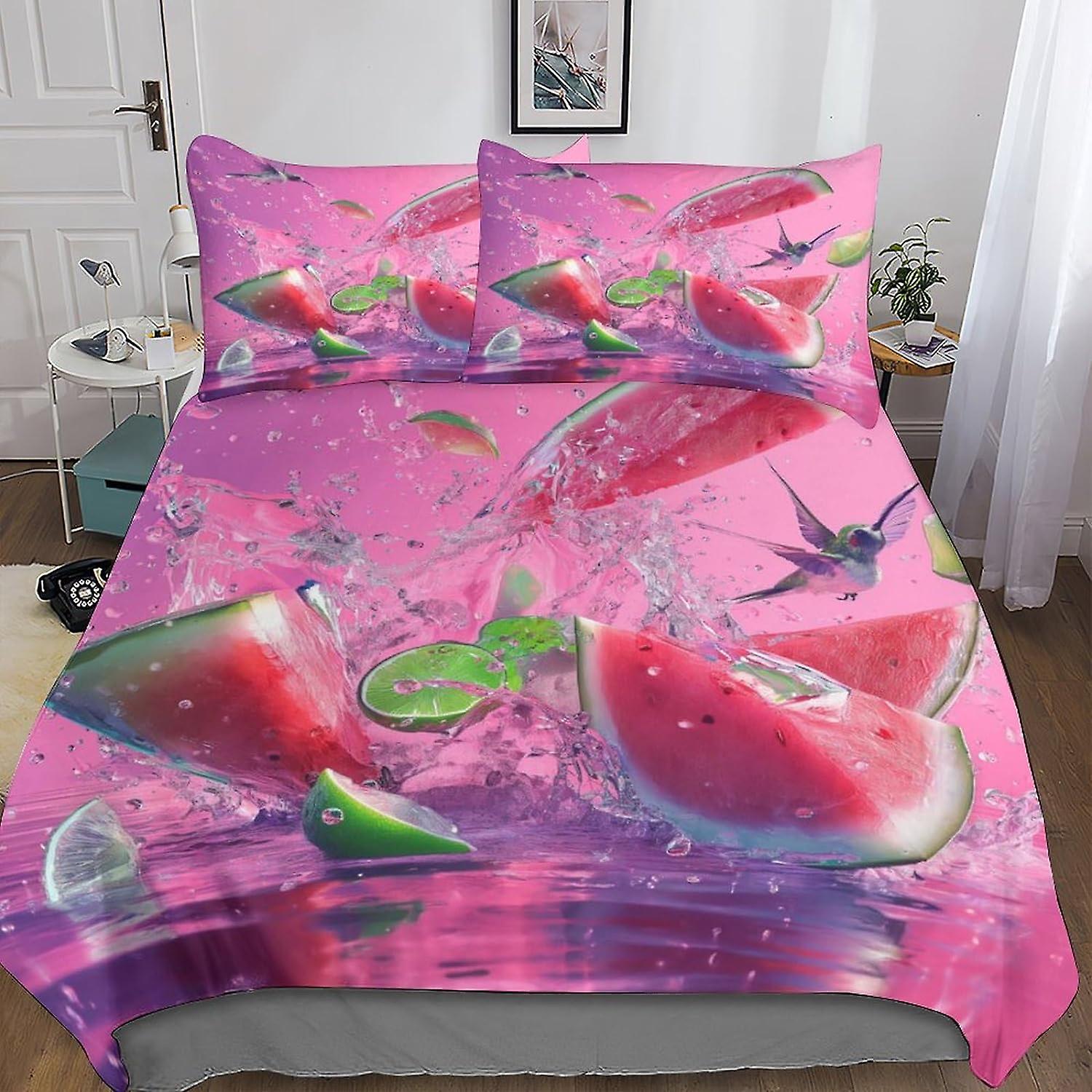 DSJackson Watermelon 3D Printed Quilt Cover 3 Pieces Fruit Duvet Cover ...