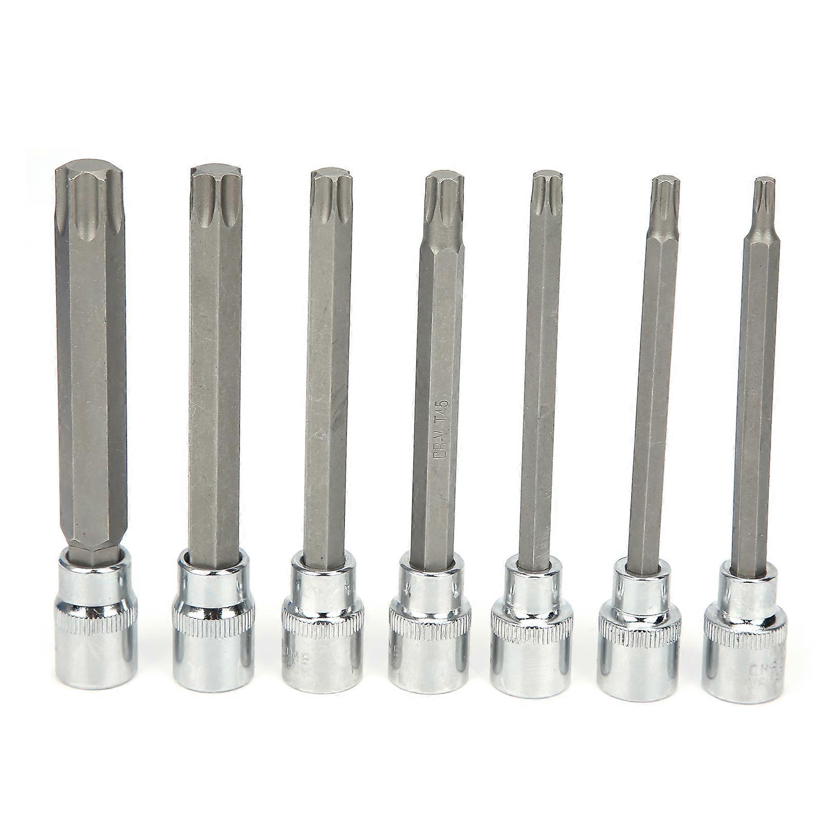 7pcs/set Extra Long Star Hex Bit Socket Kit T25-60 3/8in Square Drive ...