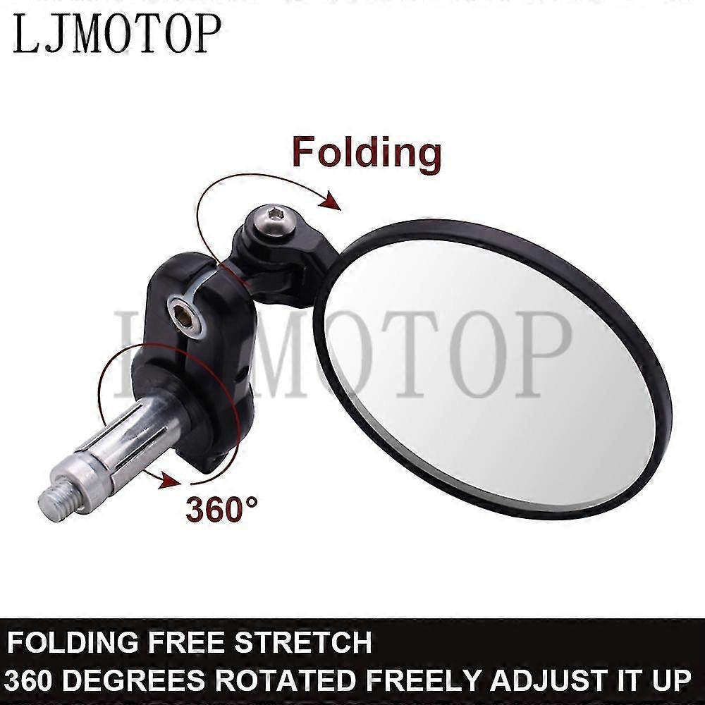 Motorcycle Mirrors 3 Inch Round Folding Bar End Side Mirrors For Honda ...