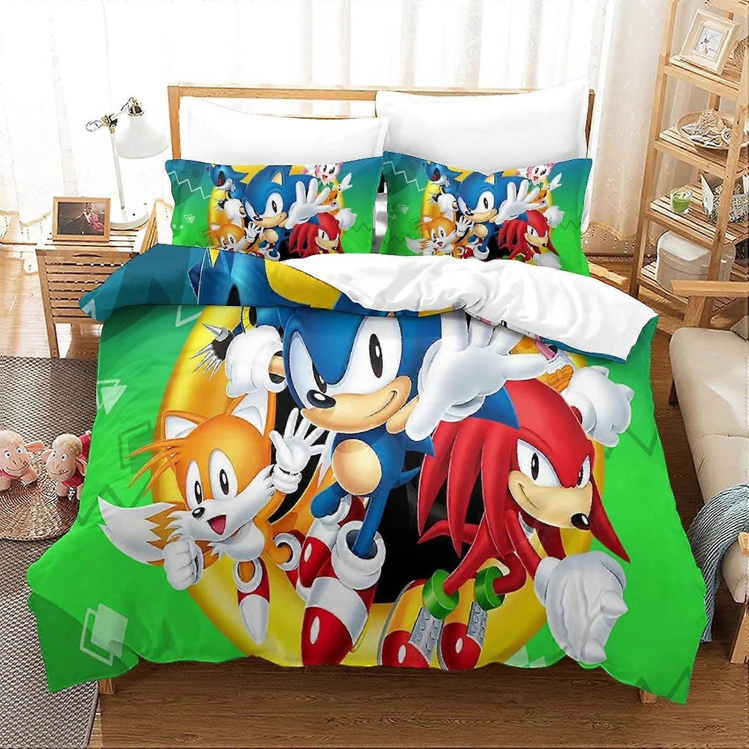 Sonic Bedding Set Game Characters D Soft Microfiber Duvet Cover with ...