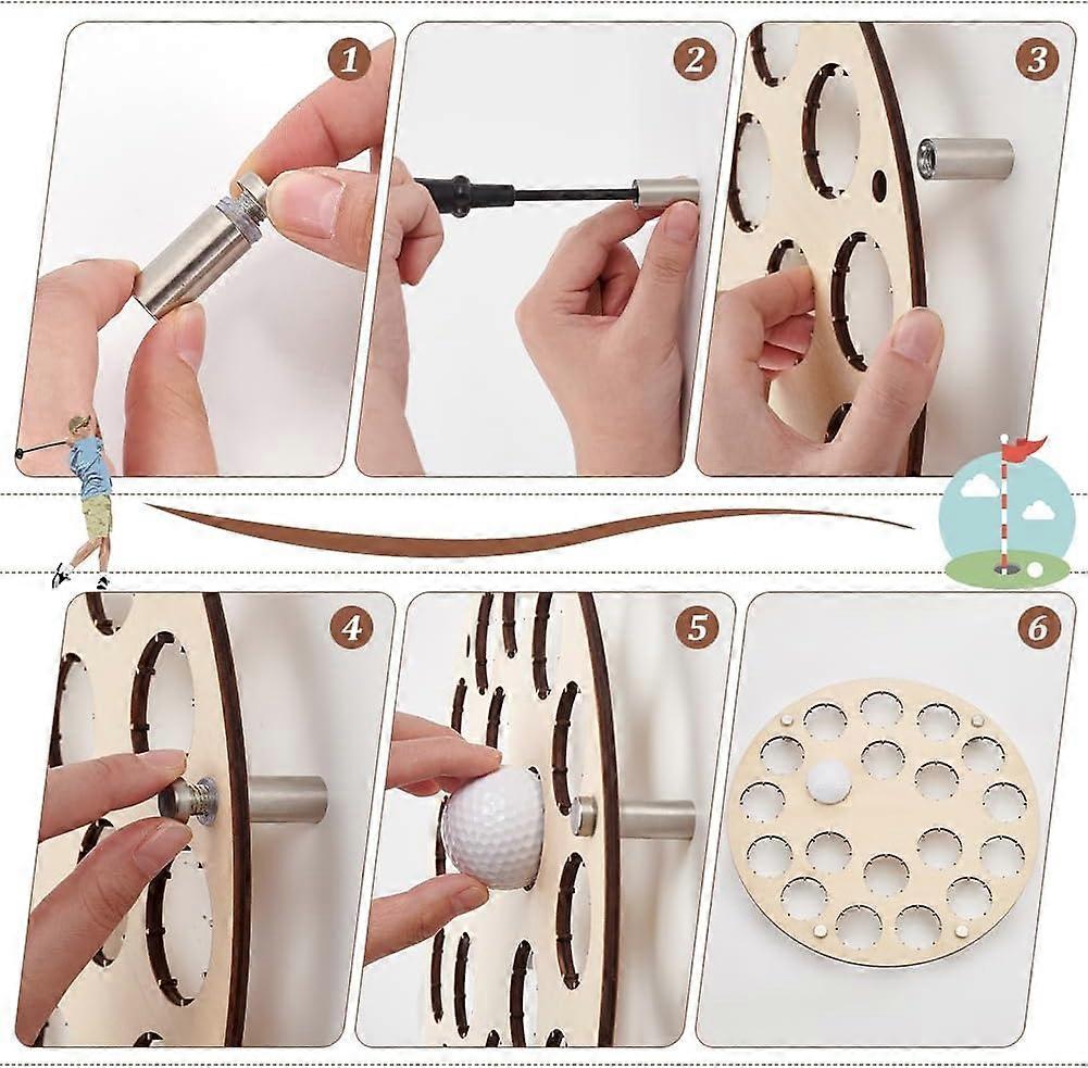 Golf Ball Display Holder Wood 19 Holes Golf Ball Wall Mount Display ...